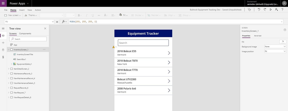Create a Microsoft Power App to track inventory or equipment